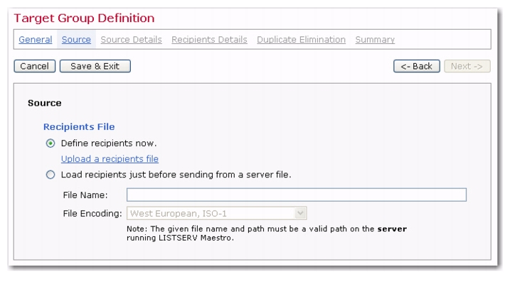 Target Groups Based on an Uploaded Text File